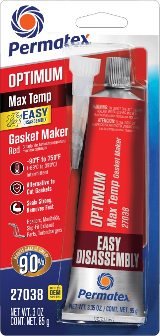 Permatex Optimum Max Temp Silicone Gasket Maker 3 Oz. Red - Parts Giant