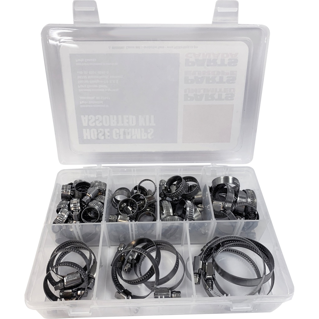 Parts Unlimited Embossed Hose Clamp Assorted 60-Piece Kit - Parts Giant
