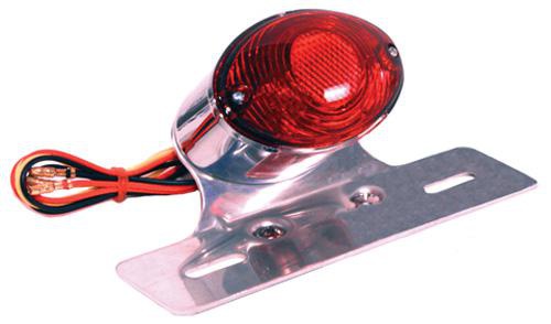 Emgo Medium Cateye Taillight Chrome Red Lens - Parts Giant